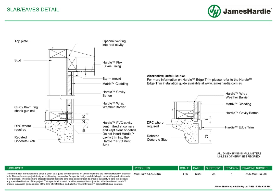 AUS-MATRIX-008 - SLAB-EAVES DETAIL - BIMcontent.com